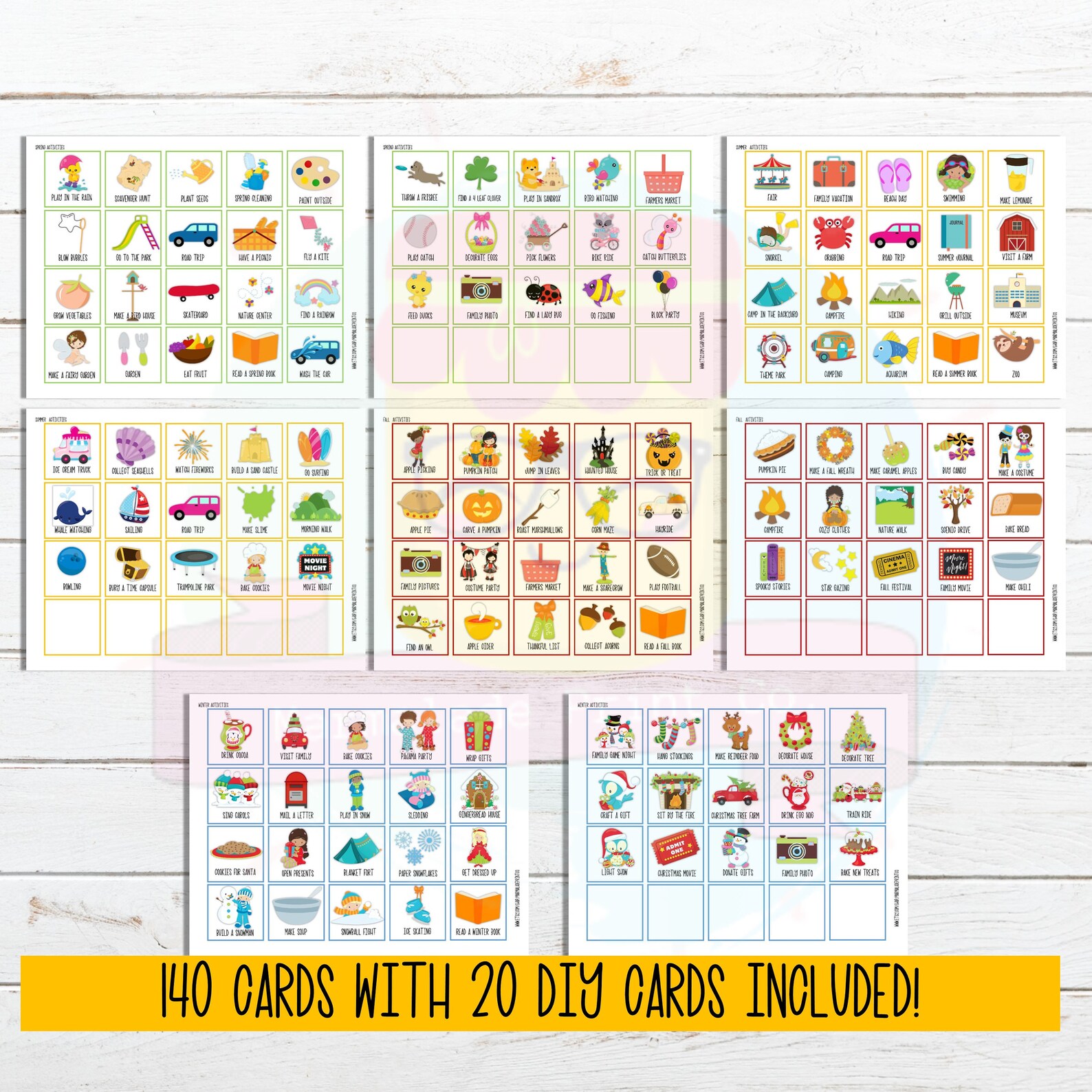 Seasonal Bucket Lists for Kids With 140 Cards , Visual Bucket List ...