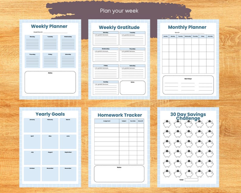 Printable Blue Academic Student Planner - Etsy