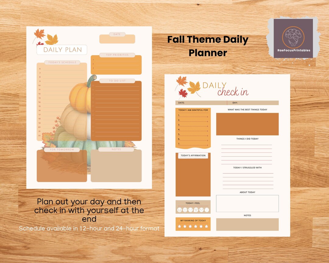 Printable Undated Fall Themed Daily Planner - Etsy