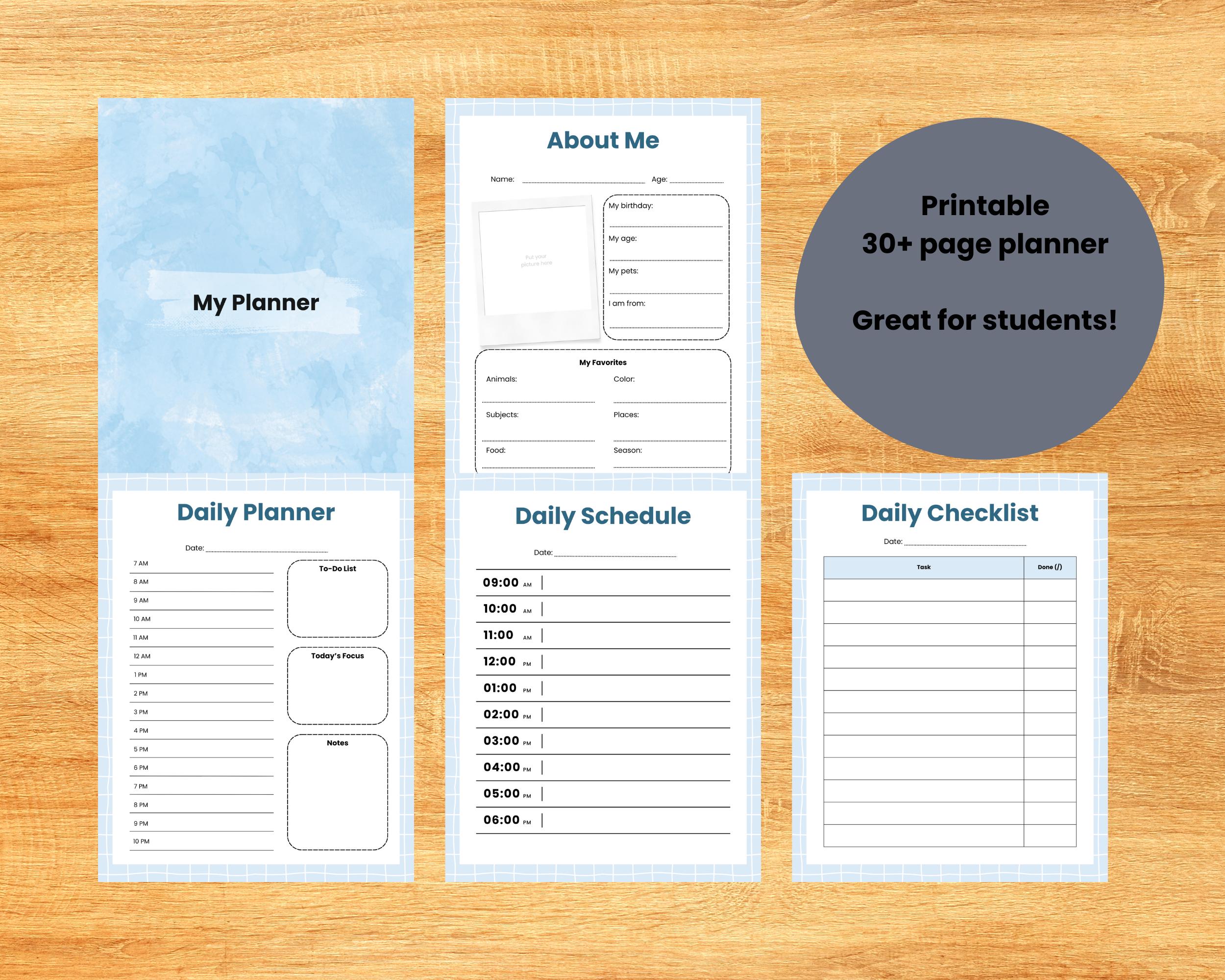 Printable Blue Academic Student Planner - Etsy
