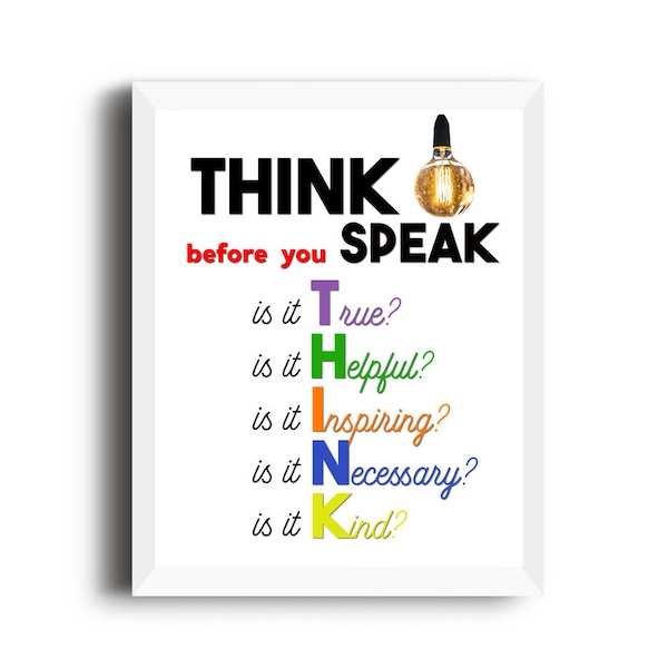 Before You Speak Think Poster - Etsy