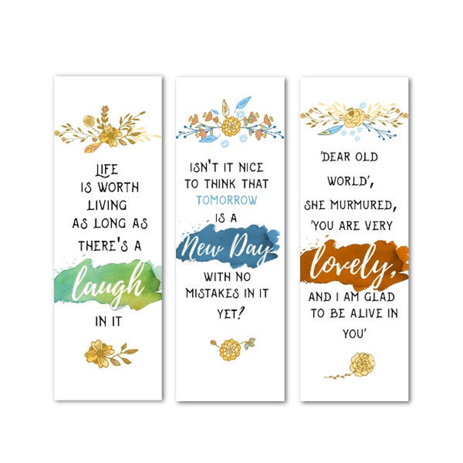 Anne of Green Gables Printable Bookmarks, Set of Bookmarks, Book Lover ...