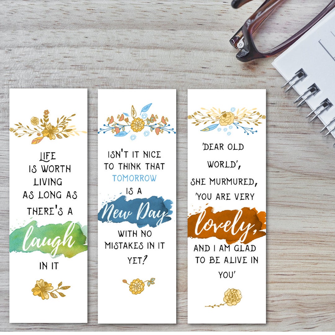 Anne of Green Gables Printable Bookmarks, Set of Bookmarks, Book Lover ...