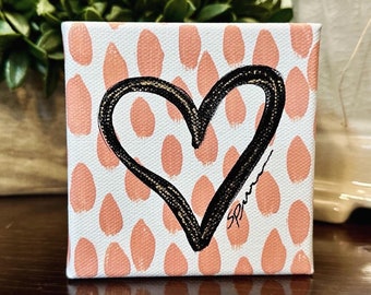 Acrylic Heart Canvas Valentine Art 6x6 Heart Canvas Painting - Etsy