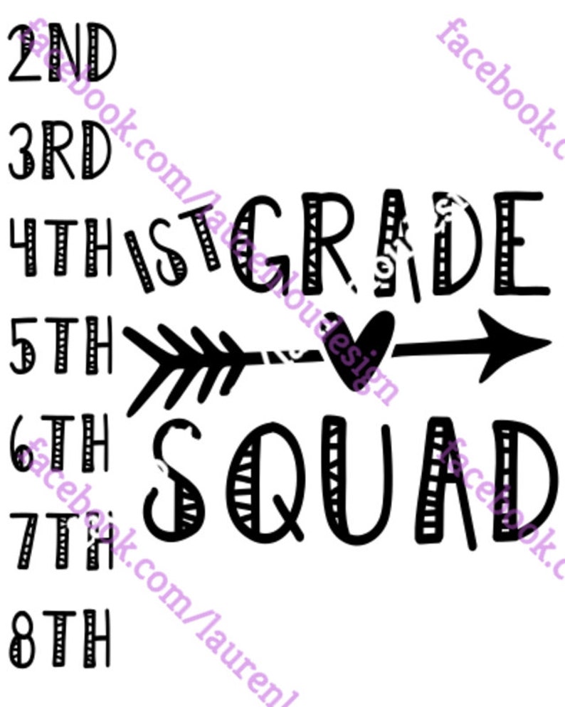 1ST 2ND 3RD 4TH 5TH 6TH 7TH 8TH GRADE SQUAD Quote SVG Dxf Eps - Etsy