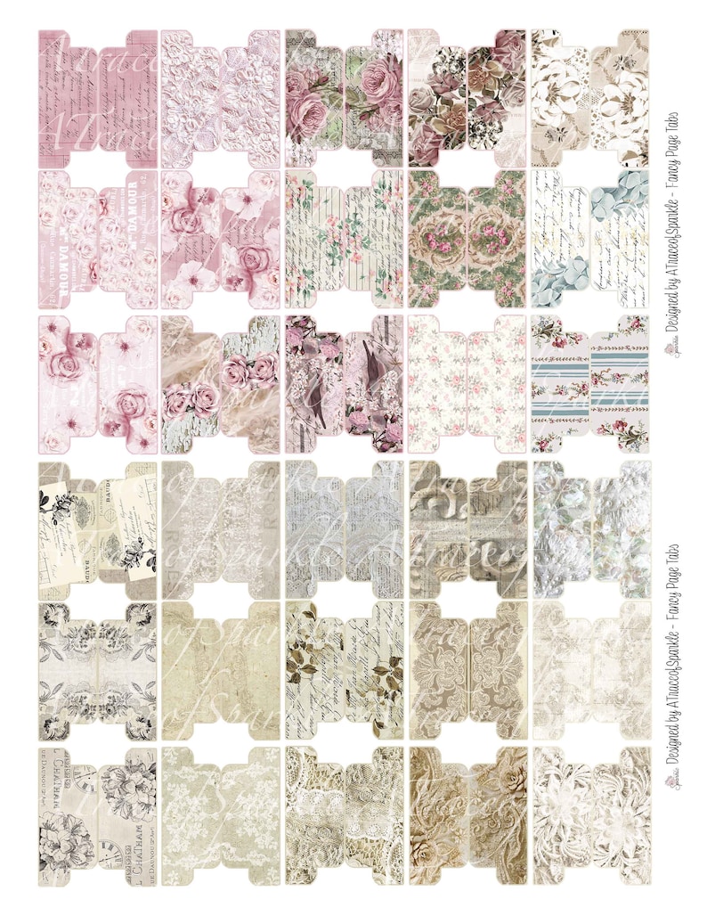 Fancy Page Tabs Digital Papers / Printable for Journals Mini Albums ...