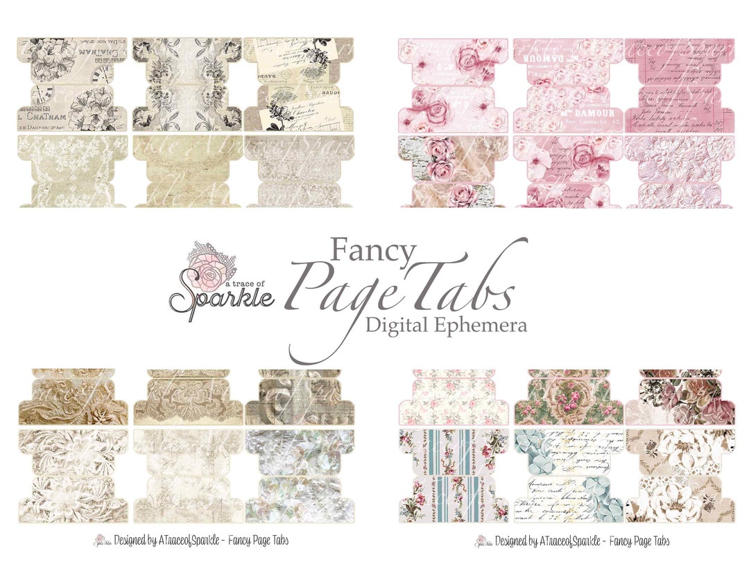 Fancy Page Tabs Digital Papers / Printable for Journals Mini Albums ...