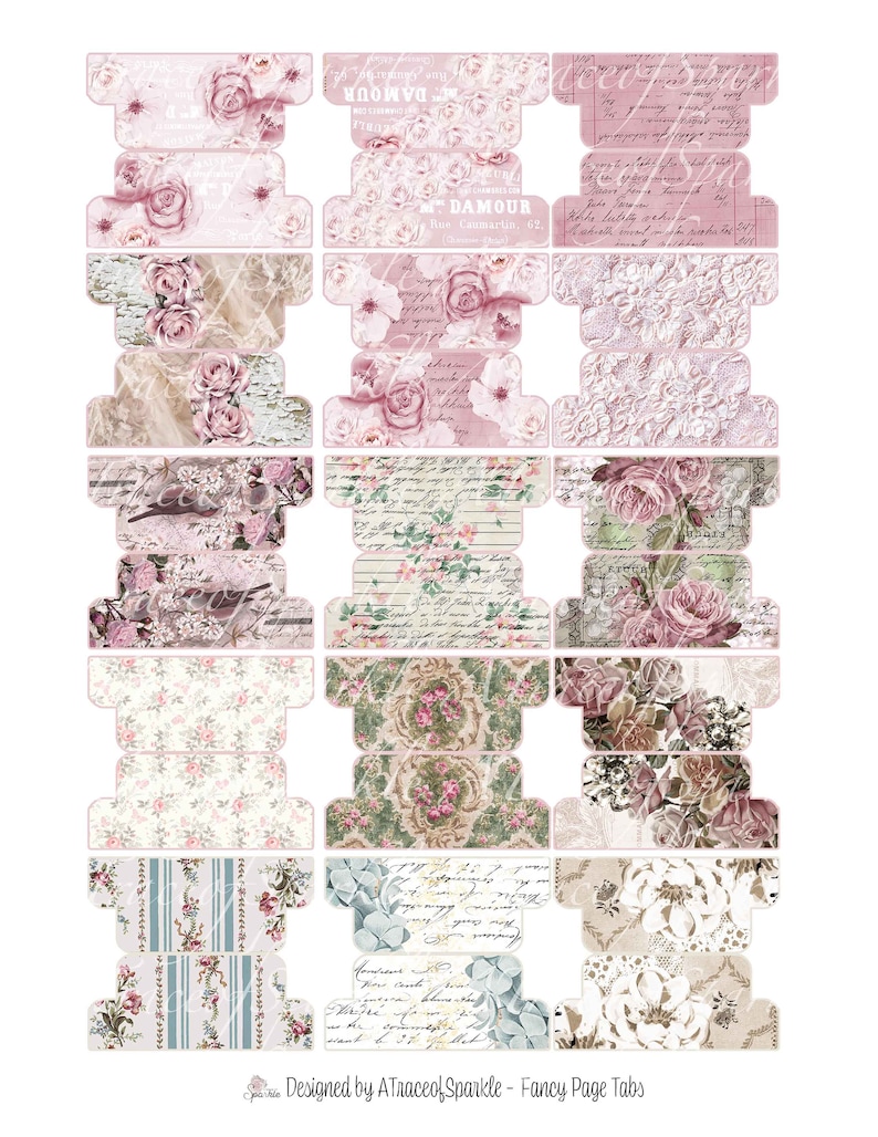 Fancy Page Tabs Digital Papers / Printable for Journals Mini Albums ...