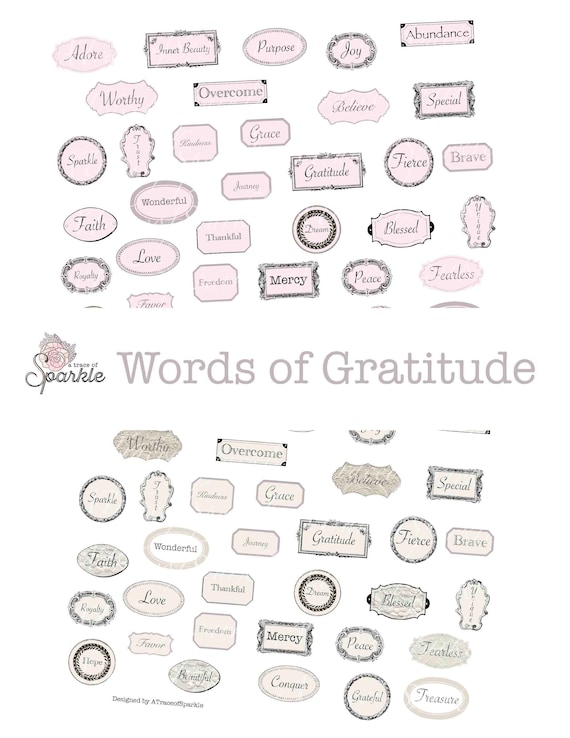 Words of Gratitude Labels Digital / Printable - Etsy