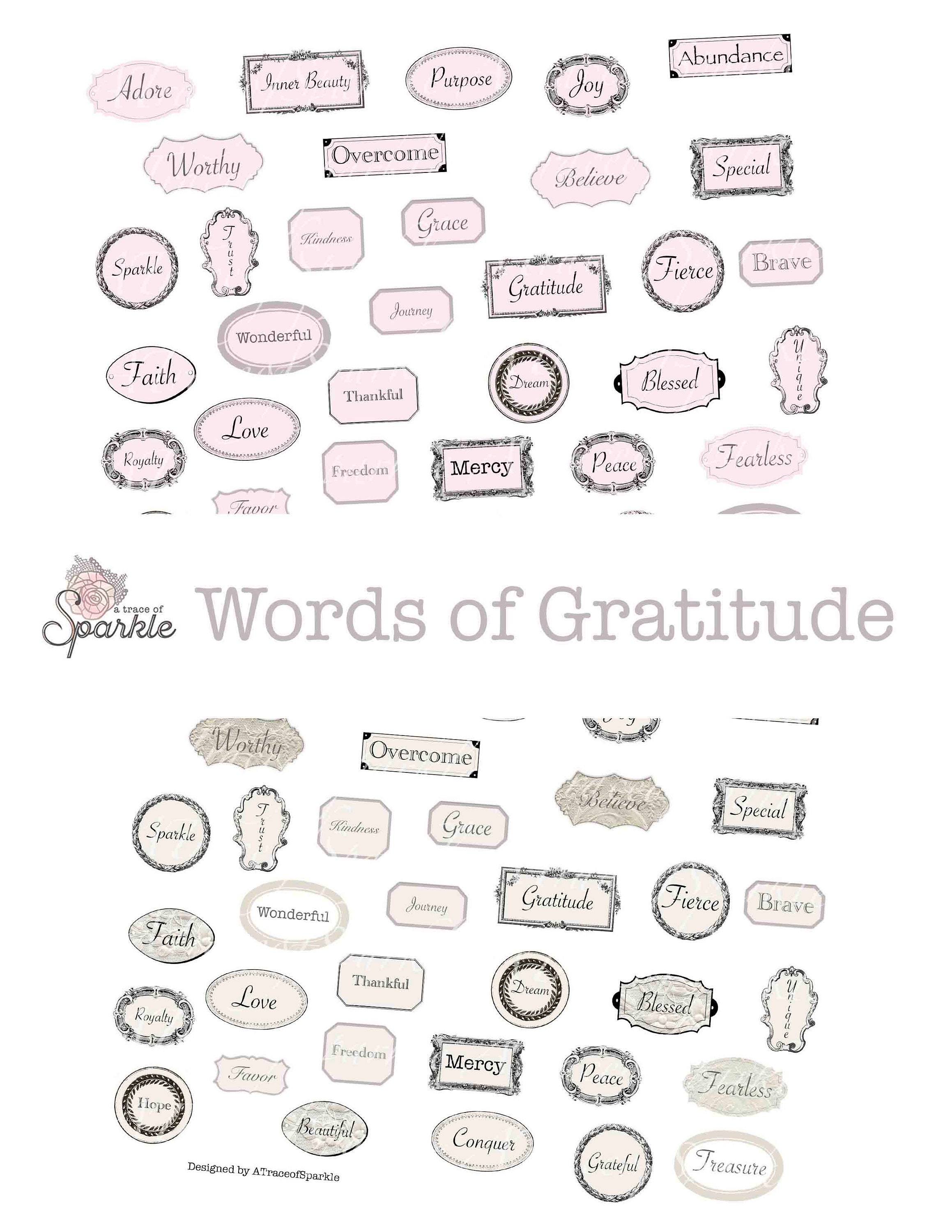 Words of Gratitude Labels Digital / Printable - Etsy