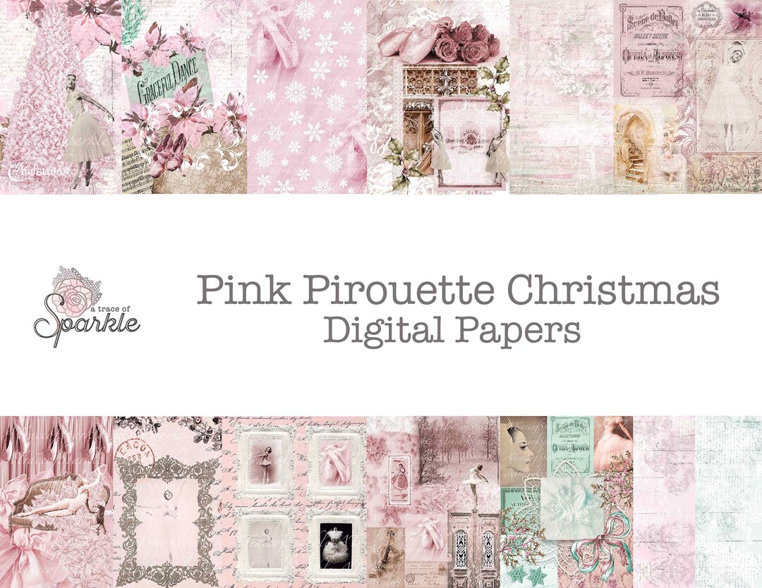 Pink Pirouette Christmas Papers Digital / Printable Christmas Journal ...