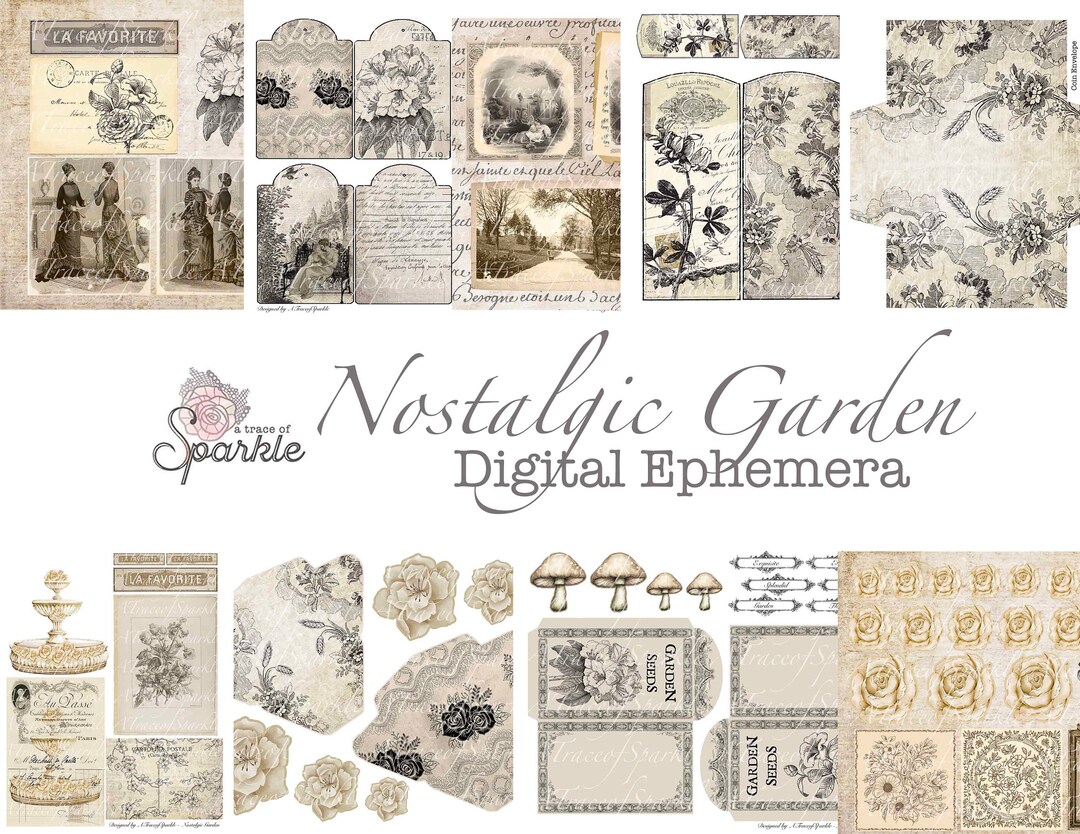 Nostalgic Garden Ephemera Die Cuts Digital / Printable Journal Cutouts ...
