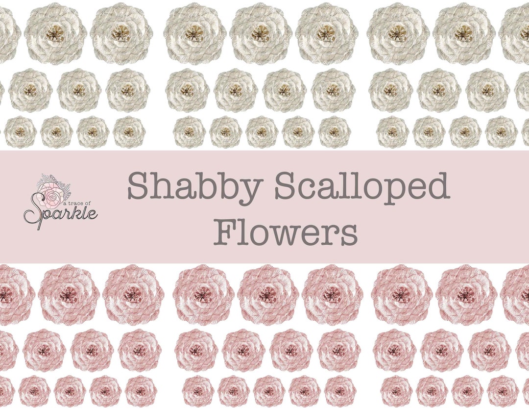 Shabby Scalloped Flowers Digital / Printable - Etsy