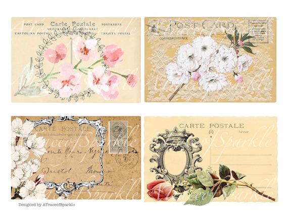 Vintage Floral Postcards Digital / Printable File | Etsy