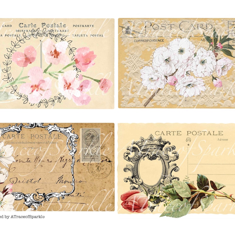 Vintage Floral Postcards - Etsy