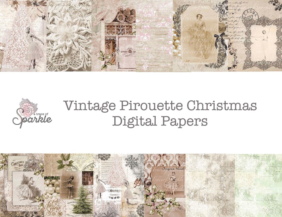 Vintage Pirouette Christmas Papers Digital / Printable Christmas ...
