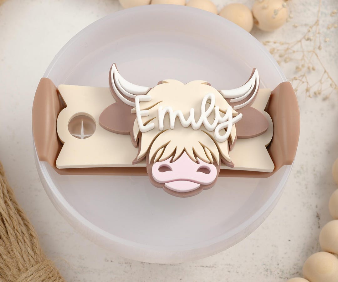 Highland Cow Stanley Tumbler Name Plate Tag for H2.0 Quenchers 20oz ...