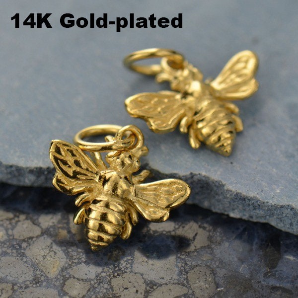 Gold Bee Necklace Tiny Bee Honey Bee Bumble Bee Bee Charm | Etsy
