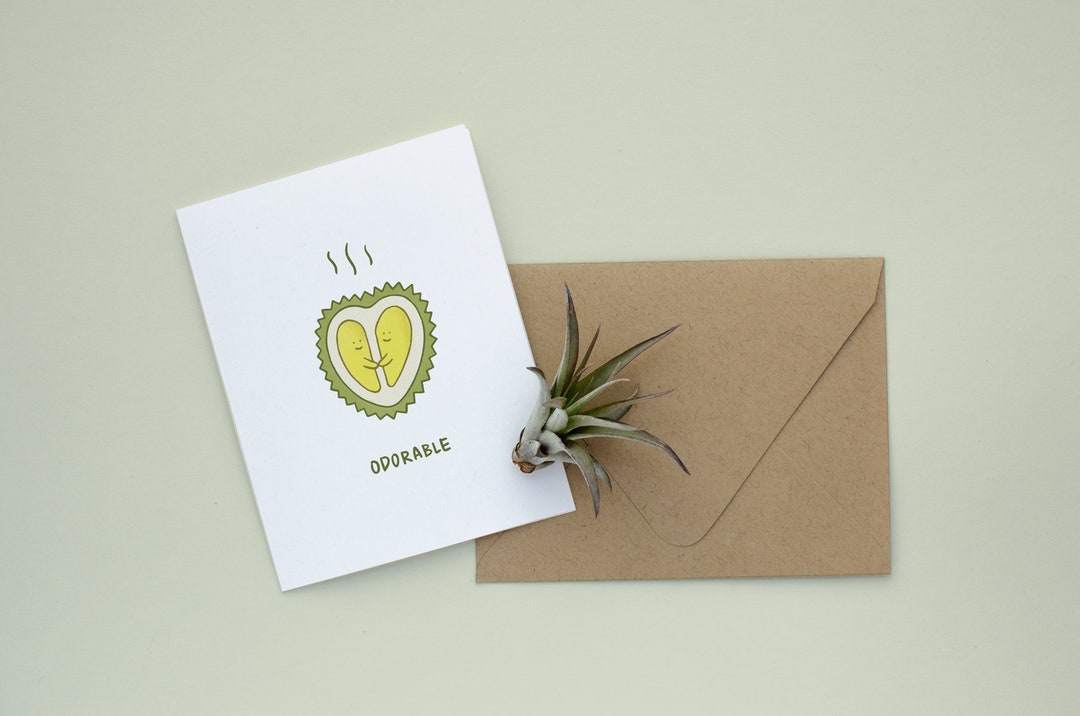Durian Blank Greeting Card Punny Greeting Card Asian Food - Etsy