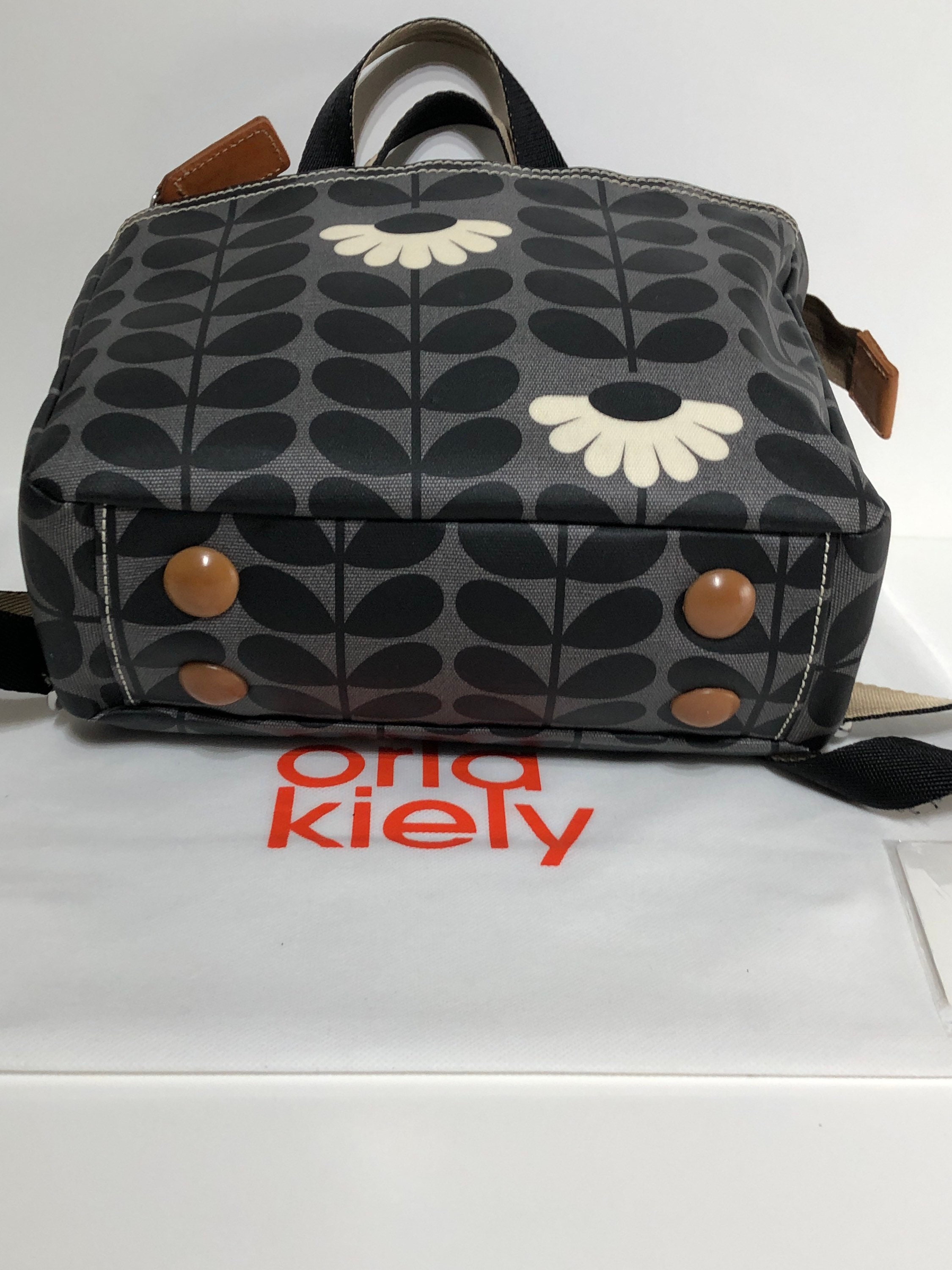 Orla Kiely Rare Black Grey Flower Small Buddy Backpack Handbag - Etsy