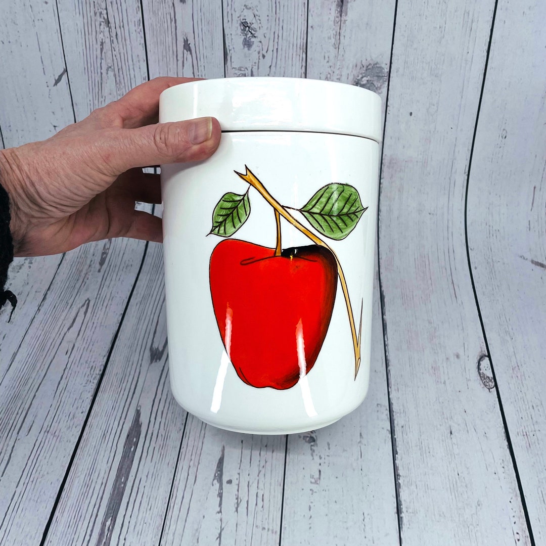 Red Apple Under Glazed Japan Canister Vintage FREE SHIPPING - Etsy