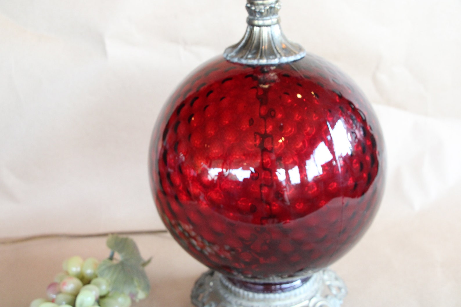 1960s Vintage Ruby Red Globe Table Lamp - EF and EF Industries - Etsy