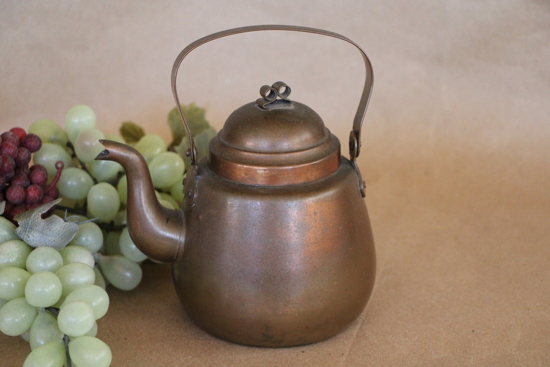 Vintage - Small COPPER Tea Kettle W/ Lid - 7 " Tall - Fair to Good ...