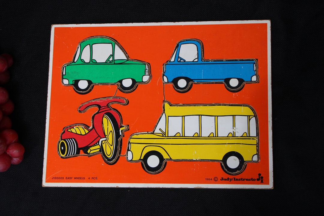 Vintage Judy Instructo Wooden Puzzle: Easy Wheels, 1984 - Etsy
