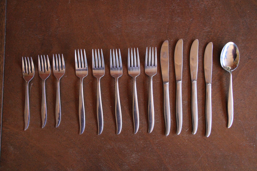 1960's Vintage LINMARK Stainless Flatware LNM2 Lot of 13 Pieces Good to ...
