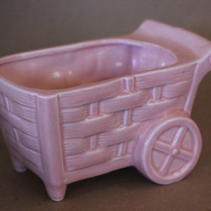 1940's 1960's Vintage INARCO Made in Japan PINK Cart Ceramic Planter 5.25 X 3.5 X 3.25 Very Good ...