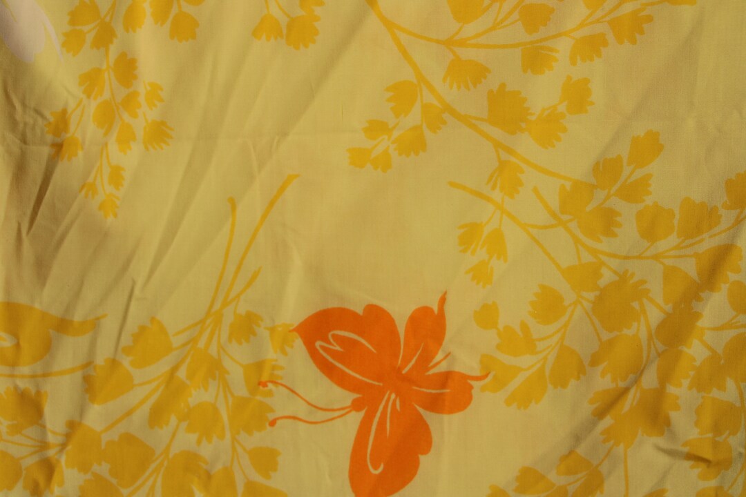 Vintage Springmaid MARIPOSA Twin Flat Sheet: 1960s Yellow Butterfly ...