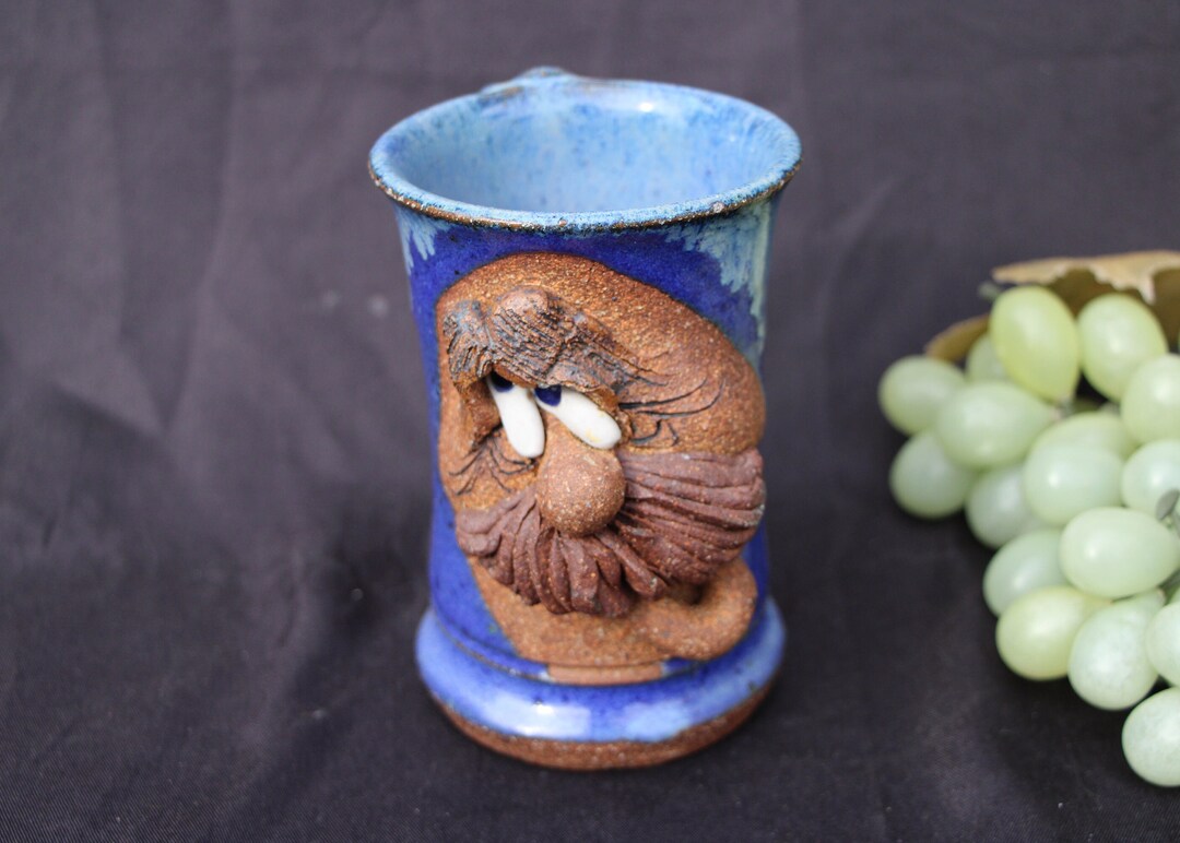 1970's Vintage - MAHON POTTERY - Ugly Mug - 5" Tall - Blue and Brown ...