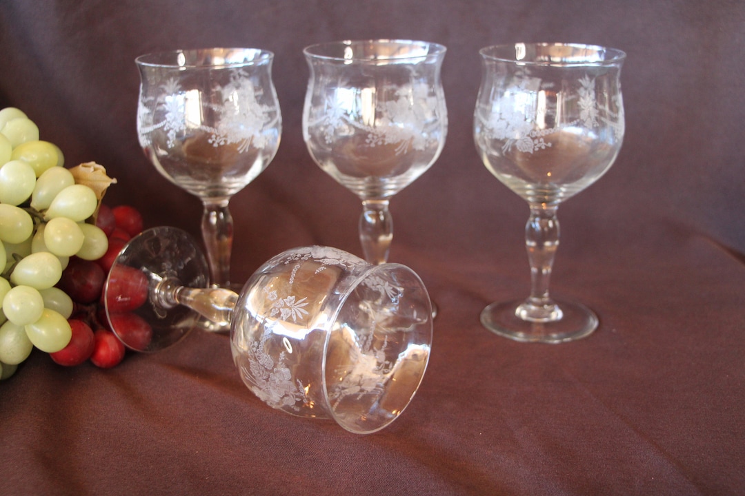 1901 - 1933 Vintage - FRY GLASS - DE107 - Set of Four ( 4 ) Water ...
