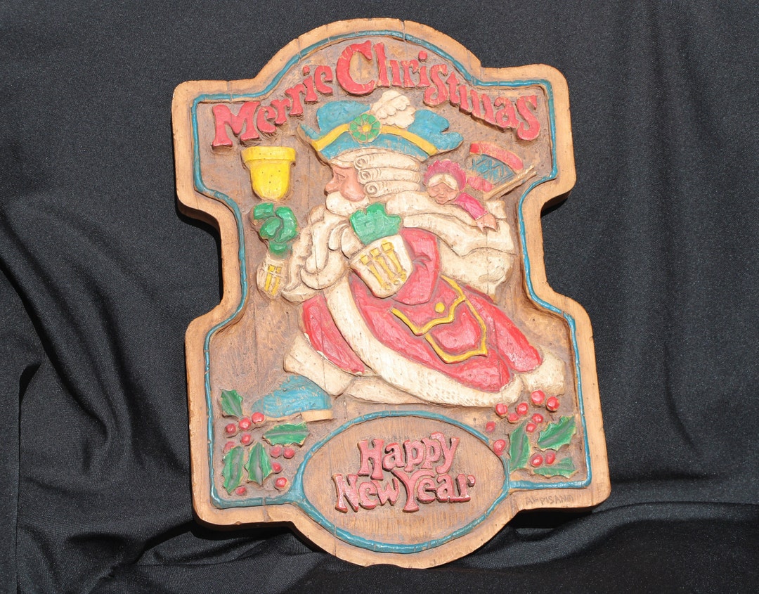 Vintage - Al Pisano / PIAZZA PISANO - Christmas Sign - "merrie ...