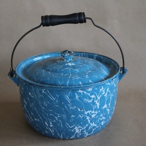 Vintage - Antique - Marbleized / Splatterware Enamel Blue and White ...