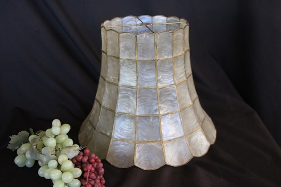 Vintage Capiz Shell Bell Lampshade Scalloped Bottom 12 Tall, 14 Bottom ...
