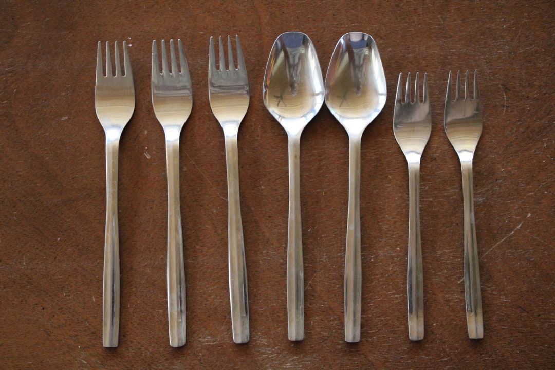 Vintage ICM Italy Stainless Steel Flatware UNKNOWN PATTERN Lot of 7 ...