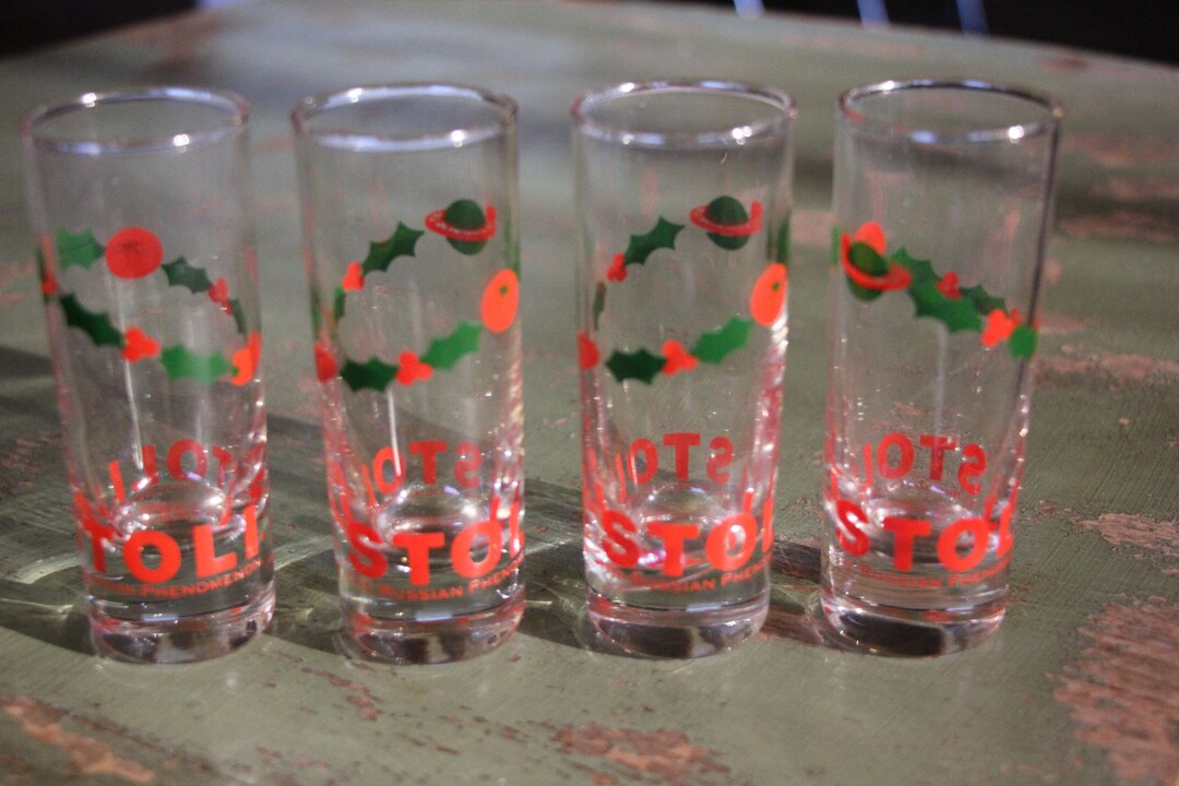 Vintage Stolichnaya STOLI Russian Vodka Shooters Tall Shot Glasses Set ...