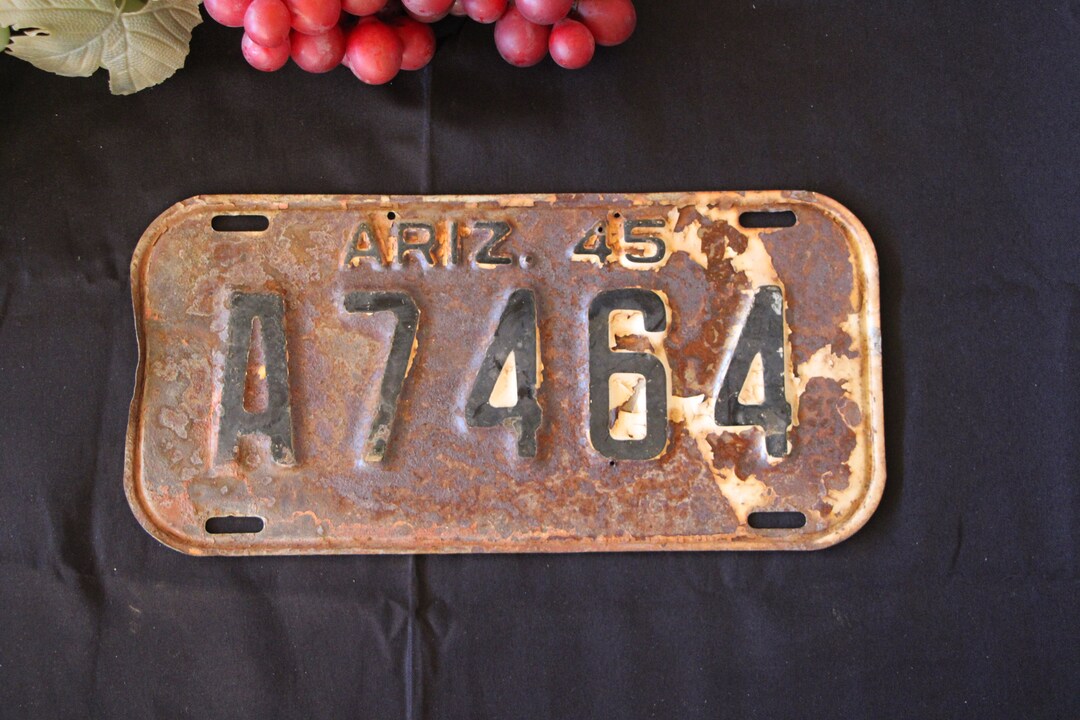 1945 Vintage Arizona License Plate Unrestored 13 X 6 1/4 Inches in Fair ...