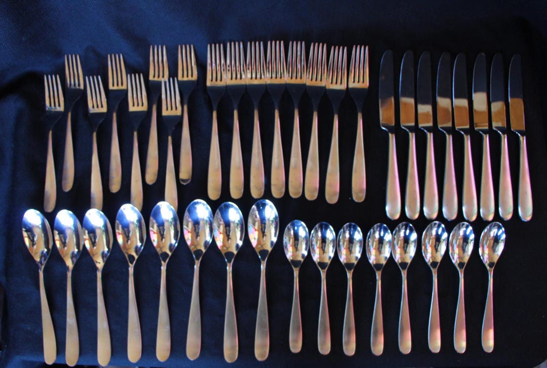 Argent Orfèvres Marilyn Flatware Set: 40-piece Satin Stainless Steel - Etsy