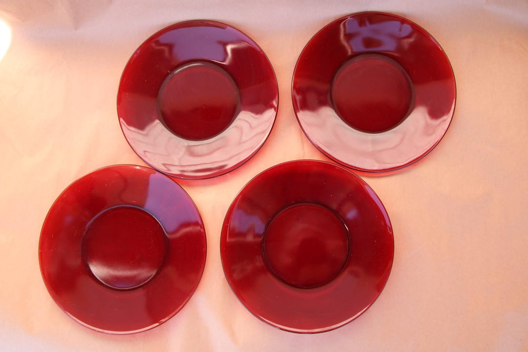 1973 - 1977 - Anchor Hocking - BALTIC RUBY RED - Set of Four ( 4 ...