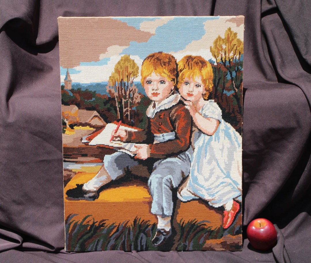 1980's Vintage Completed Needlepoint the Bowden Children by John Hopner ...