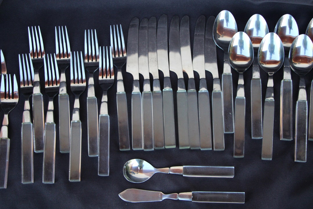 Vintage Lifetime Cutlery Set – Stainless Steel Flatware With Lucite ...