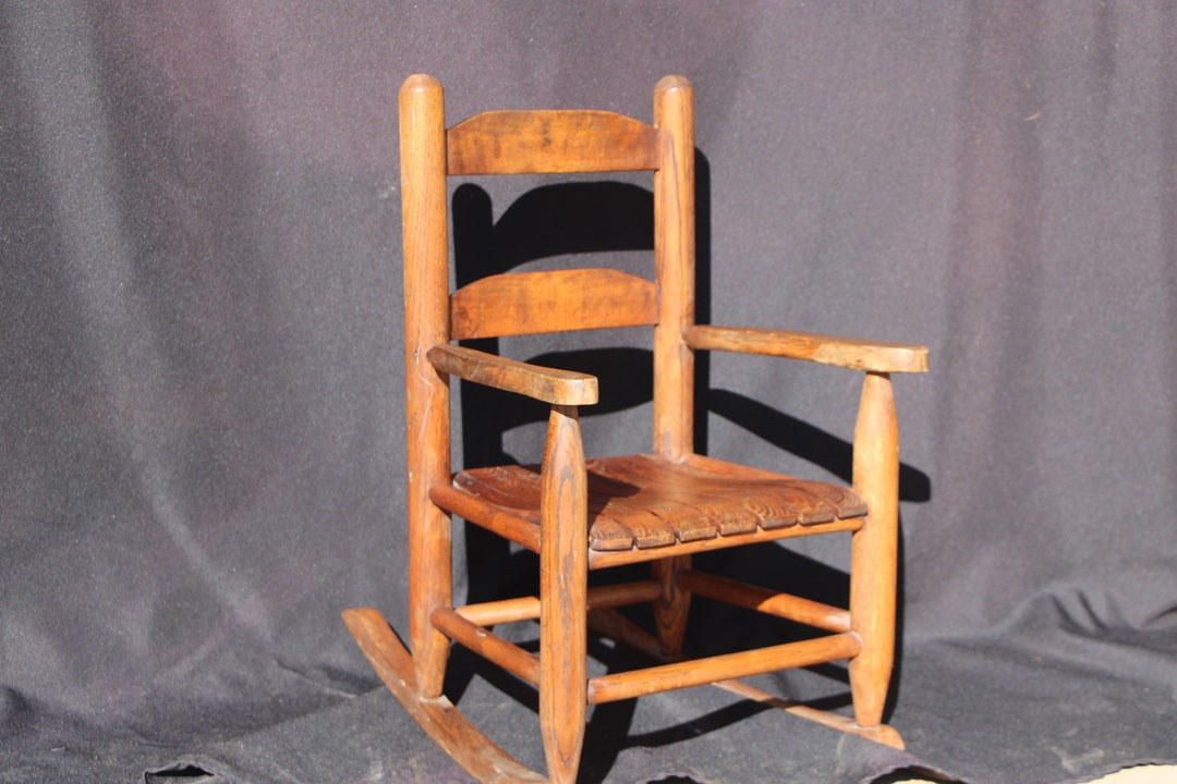 1950's Vintage, Child's Wooden ROCKING CHAIR, Oak, 23 X 15" Good ...