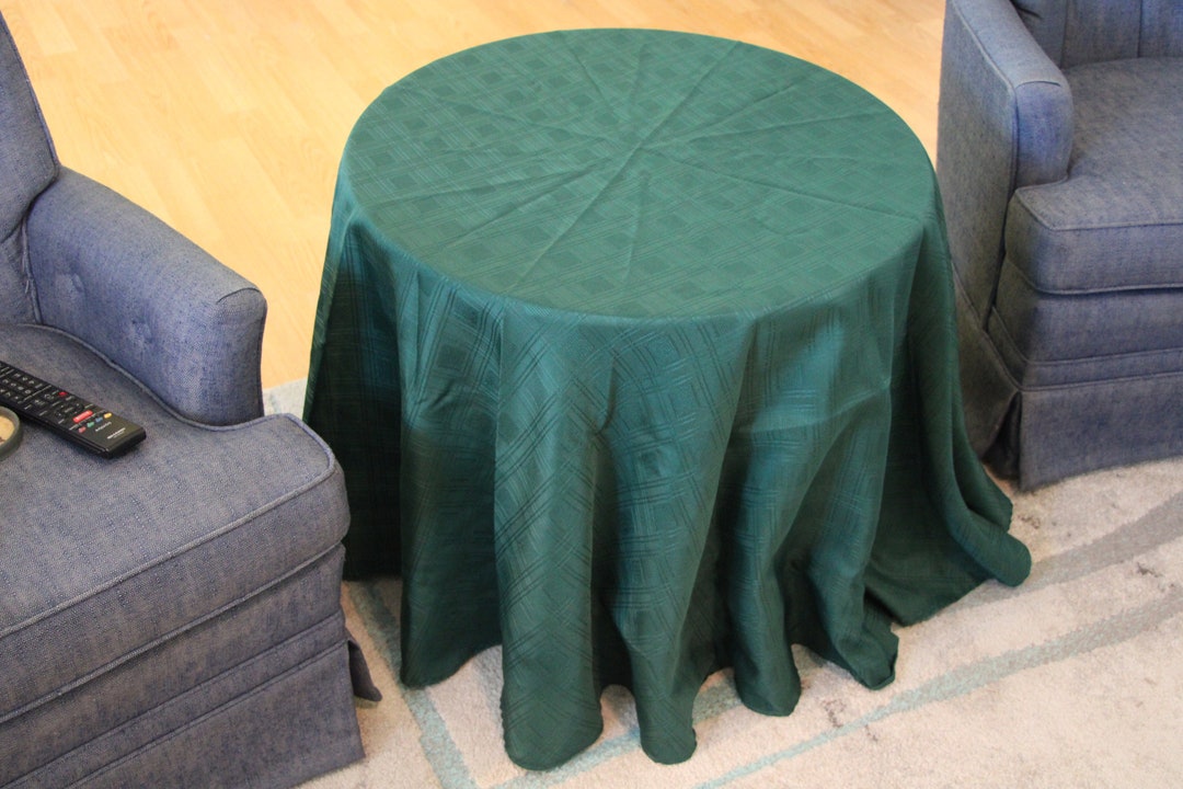 1980's Vintage - Hunter Green - Polyester - Round Tablecloth - 74 ...