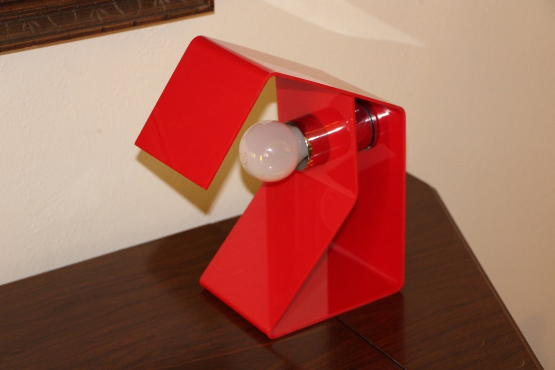 Mid Century Modern - Table / Desk Lamp - Red - 10.75 X 9 X 5" - Works ...