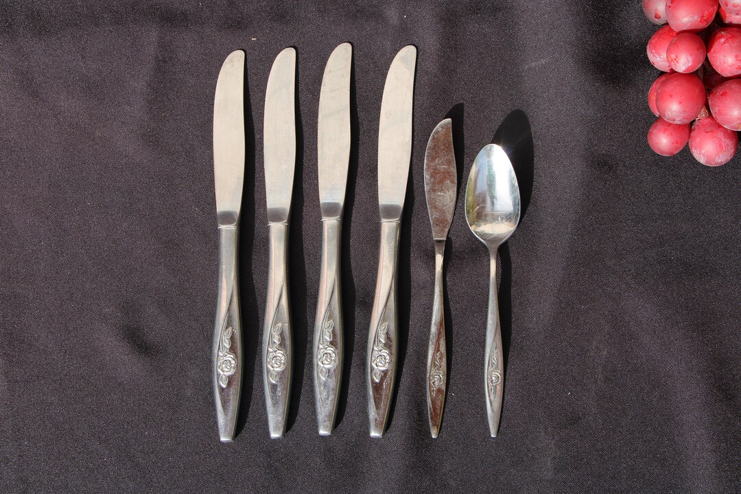 1968 Vintage - Oneida / Oneidacraft - LASTING ROSE - Stainless Flatware ...
