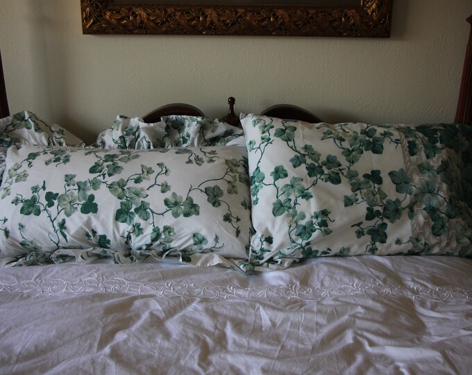 1990's Vintage Springmaid Sheets IVY ARBOR GREEN One King Sham and One ...