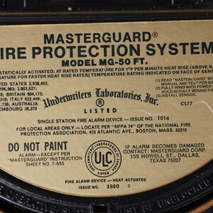 Vintage Masterguard Fire Protection System Model MG-50 Untested Gold 7 ...