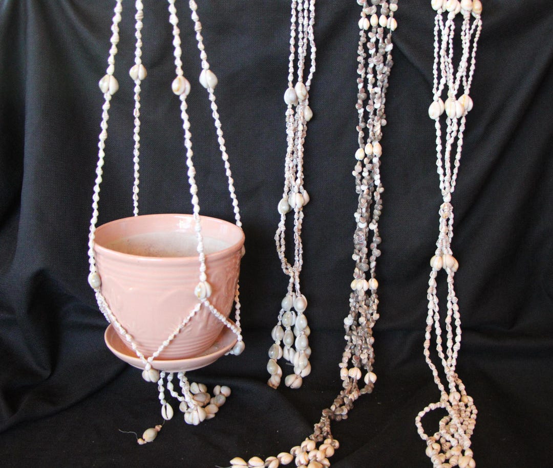 Vintage - Sea Shell Flower Pot Hangers - Beach House / Patio Decor ...